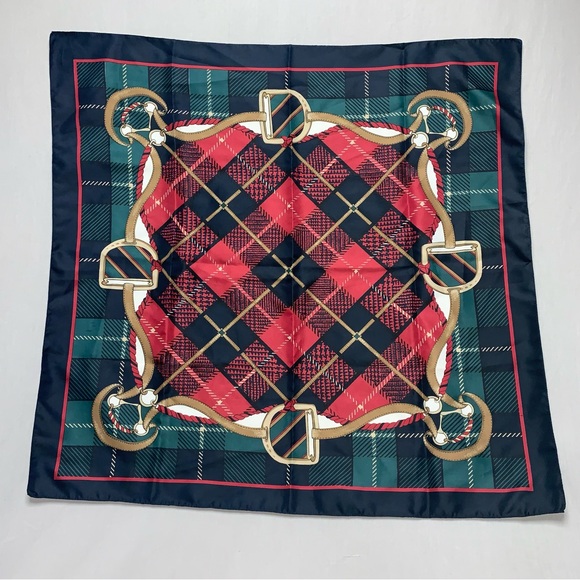 Vintage | Accessories | Vintage Equestrian Horse Bit Plaid Scarf Preppy ...